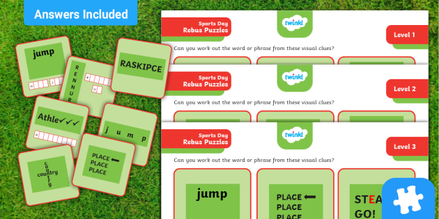 Sports Day Fun Rebus Puzzle Cards - Twinkl - Kids Puzzles