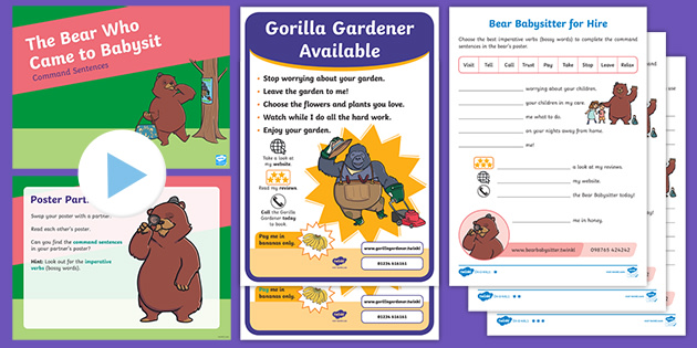 The Bear Who Came to Babysit: Year 2 Command Sentences Lesson Pack