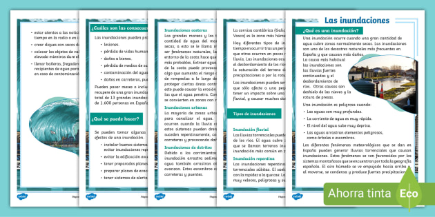 Comprensión lectora: Las inundaciones (teacher made)