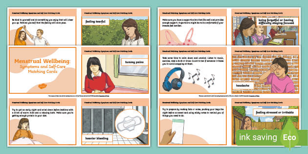 KS2 Menstrual Symptoms Matching Cards - Menstrual Wellbeing