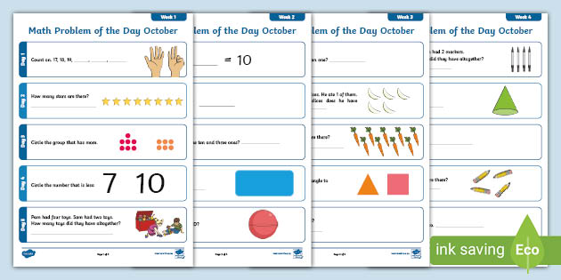 Grade 1 Maths Worksheets PDF Problem Of The Day October