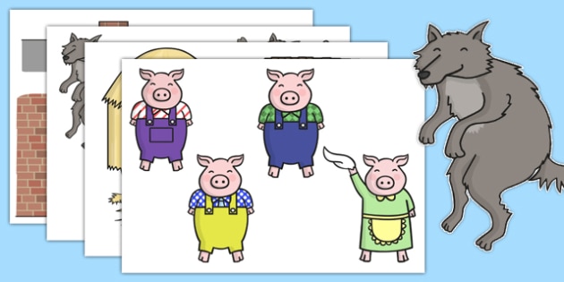The Three Little Pigs Story Cut Outs (teacher made)
