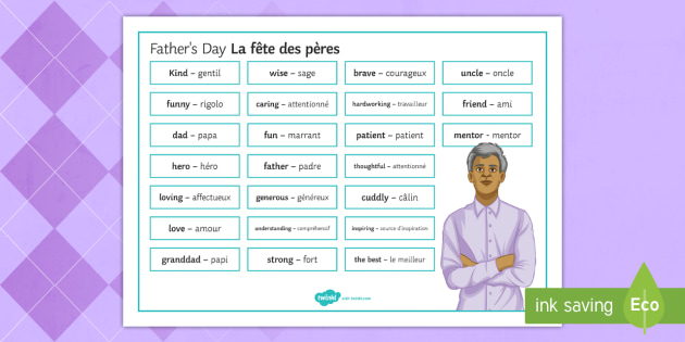 Father's Day Word Mat English/French (teacher made)
