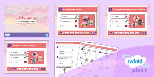 RE: Belonging: Year 1: Knowledge Organiser Quiz Pack