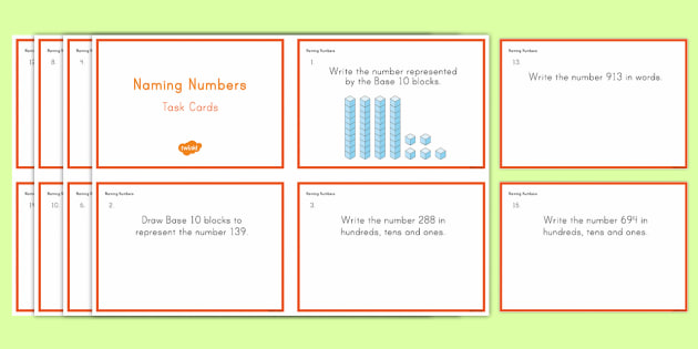 Second Grade Naming Numbers Task Cards