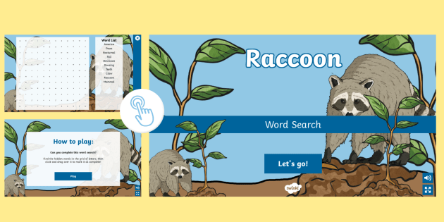 Interactive Raccoon Word Search (teacher made)