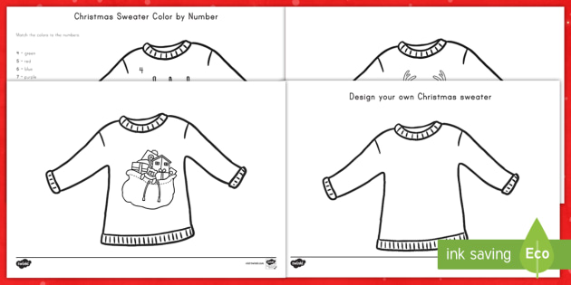 Christmas Sweater Activity Pack - Christmas, sweater, color