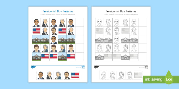 Presidents Day Complete the Pattern Activity