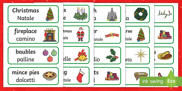 Christmas Topic Word Cards English/Italian - Christmas Topic Word Cards