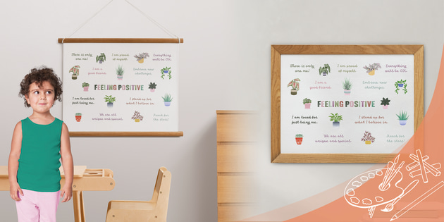 Feeling Positive Daily Affirmations Botanical-Themed Poster