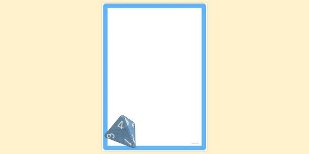 👉 Simple Blank Triangular Based Pyramid Dice Page Border | Twinkl