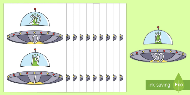 Number Bonds to 20 Aliens and Spaceships Cut-Outs