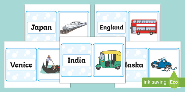Transport Around The World Matching Cards (teacher made)