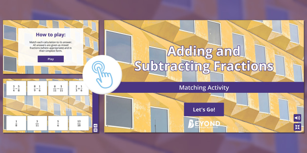 FREE! - Adding and Subtracting Fractions Matching Activity