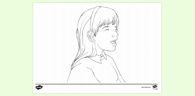 FREE! - Girl Talking Being Fed Laughing Colouring | Colouring Sheets
