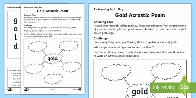 Gold Acrostic Poem