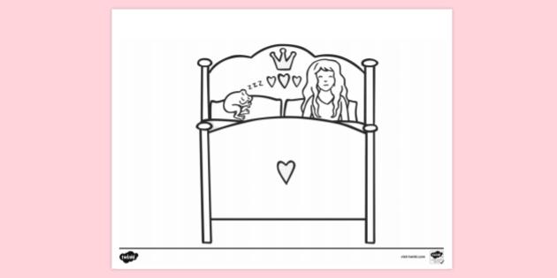FREE! - Girl or Princess in Bed Colouring | Colouring Sheets