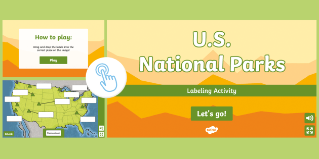 U.S. National Parks Map Interactive Labeling Activity