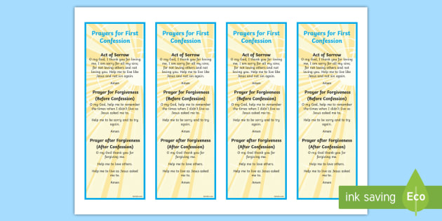 Prayers for First Confession Editable Bookmarks