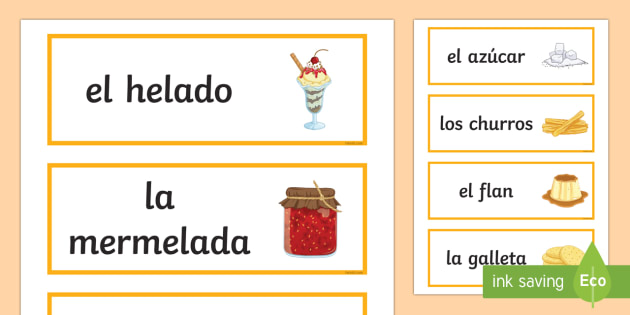 Sweets Word Cards Spanish (teacher made)