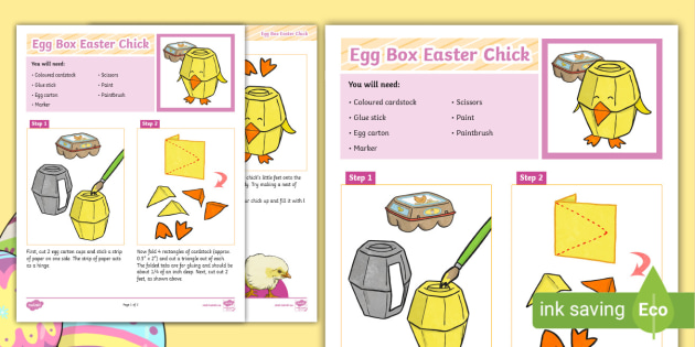 Easter Chick Egg Carton Craft Instructions (Teacher-Made)