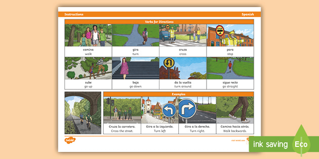 👉 Spanish - Directions Instructions KS2 Word Mat