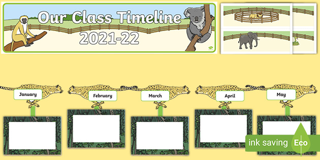 Our Class Timeline Editable Animal-Themed Display Pack
