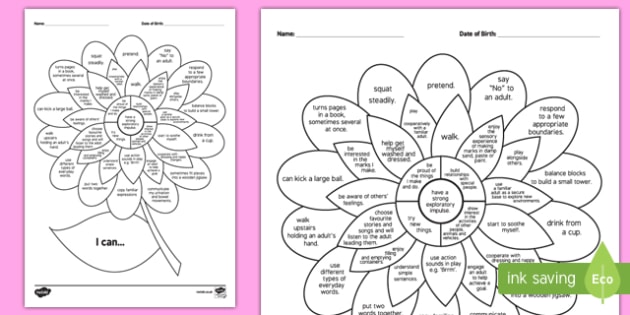 1-2 Years 'I Can' Assessment Flower (teacher made)
