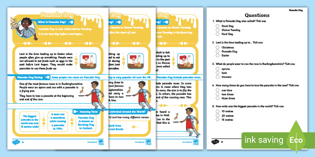 Shrove Tuesday Reading Comprehension