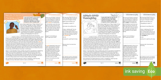 Adrian's COVID Thanksgiving Story Reading Comprehension