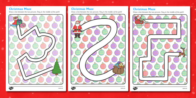 Christmas Worksheets | Pencil Control Path | Handwriting Resource