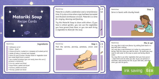 Matariki Soup Recipe Cards (teacher made)