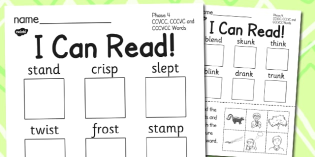 CCVCC, CCCVCC and CCCVC Words Worksheets (teacher made)