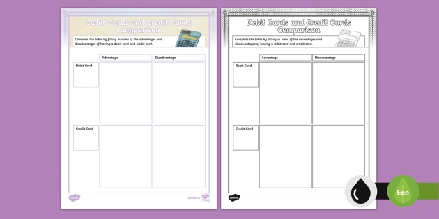 Credit Card Comparison Worksheet