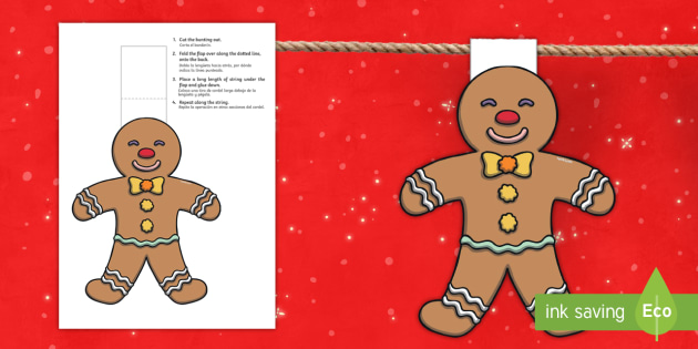 Christmas Gingerbread Man Display Bunting English/Spanish