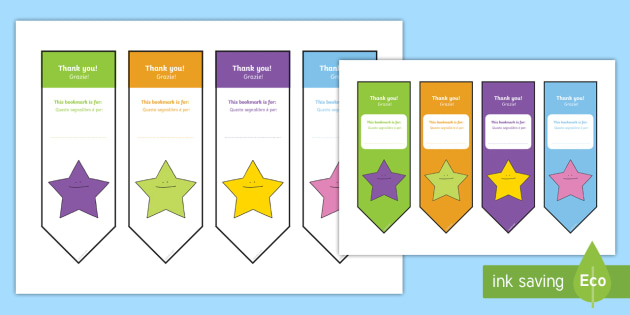 Thank You Bookmarks English/Italian (teacher made)