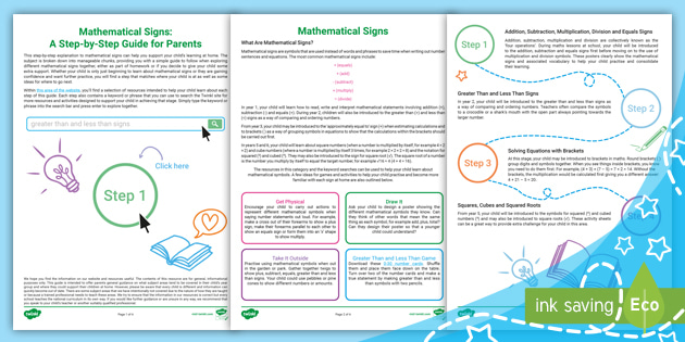 👉 Mathematical Signs: A Step-by-Step Guide for Parents - Maths