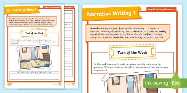 Writing Homework Narrative 1 3rd and 4th class