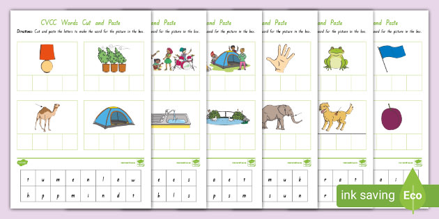 CCVC and CVCC Words Cut and Paste Worksheet (teacher made)