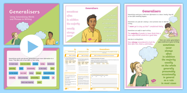 Generalisers: Using Generalising Words and Phrases Resource Pack