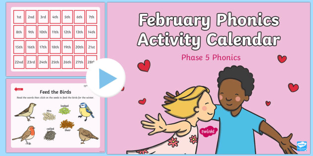 Phase 5 February Phonics Activity Calendar PowerPoint