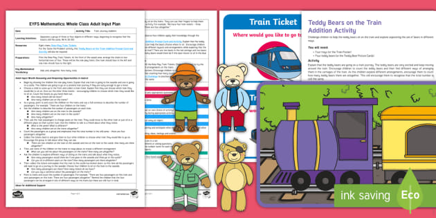 EYFS Maths: Train Journey Addition Whole Class Adult Input Plan and ...