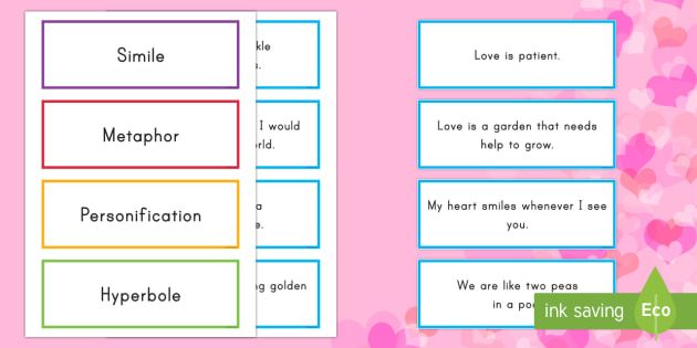 Valentine's Day Figurative Language Sorting Cards