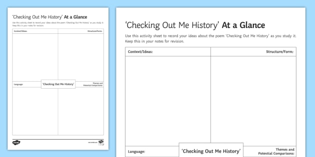 GCSE 'Checking Out Me History' At a Glance Worksheet / Worksheet