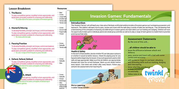 Move PE Year 3 Invasion Games Unit Overview