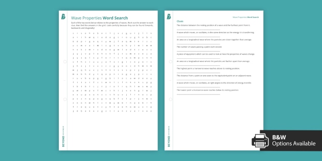KS3 Wave Properties Word Search (teacher made)