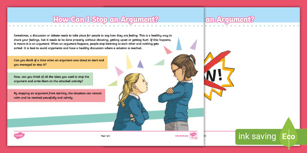 How Can I Stop An Argument? Worksheet (teacher made)