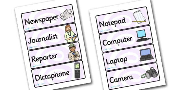 Newspaper Office Role Play Labels