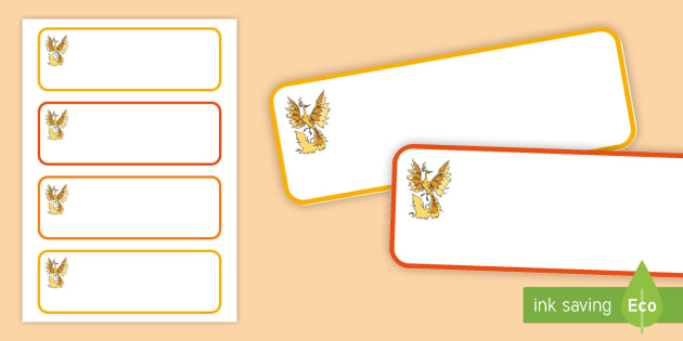 Phoenix Themed Editable Drawer-Peg-Name Labels (Blank)