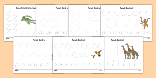 Crocodile Themed Pencil Control Sheets